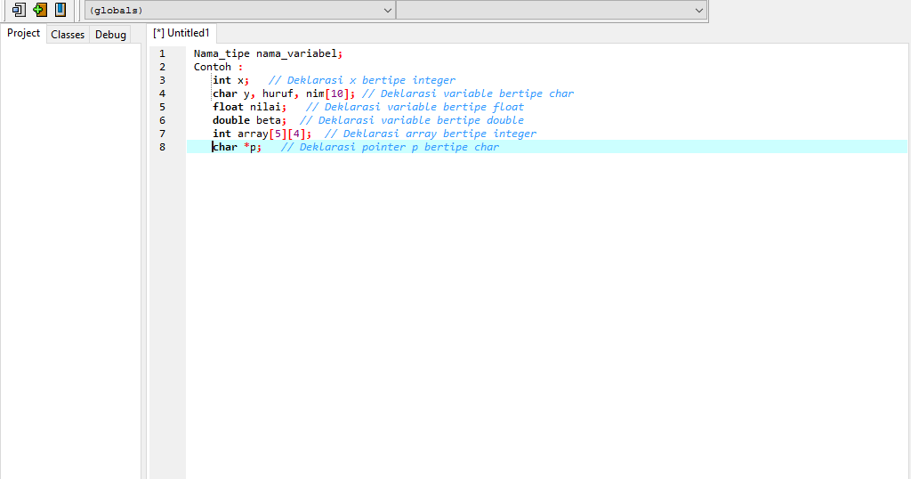Pengertian Deklarasi di pemrograman bahasa C