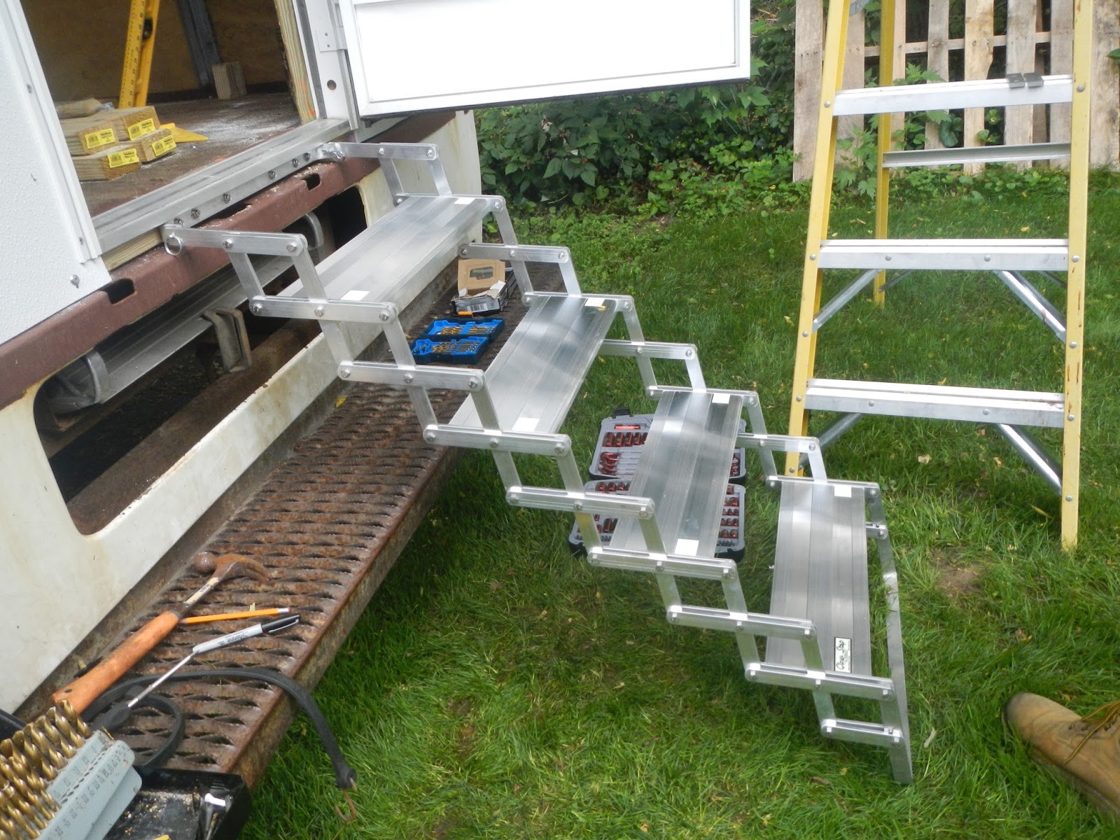 Converting a box truck into an RV: Bessie gets steps!