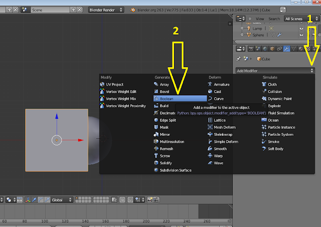 Modifier Boolean no Blender 3D