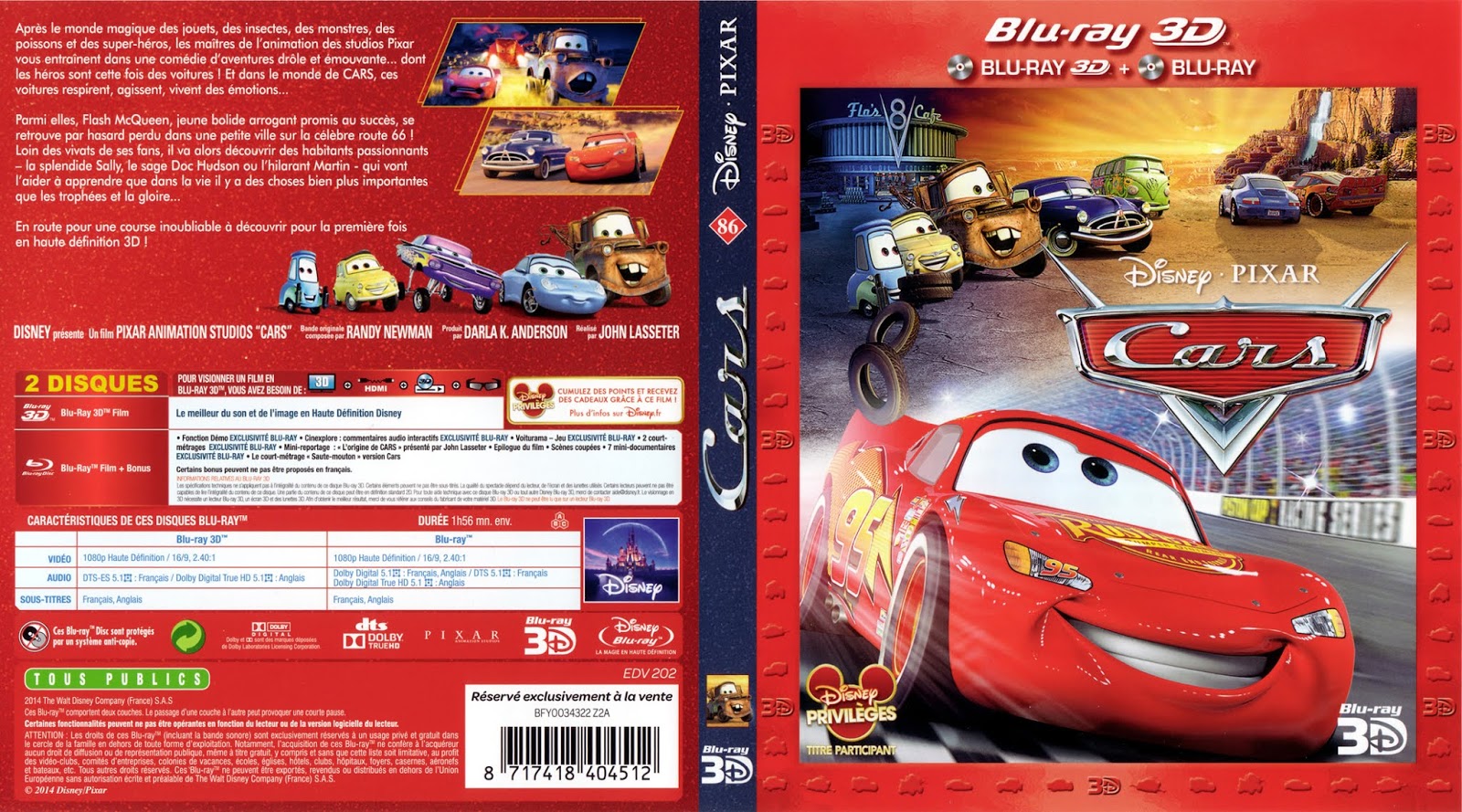 BLU-RAY JAQUETTES BLU-RAY: Cars 3D