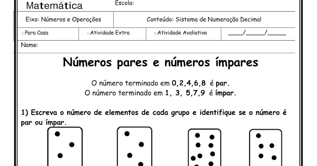 EnsiNanddo: Matemática - Números pares e números ímpares
