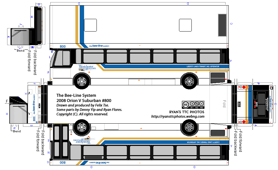 SP. Papel Modelismo: PaperBus 2008 Orion V Suburban - Bee-Line System