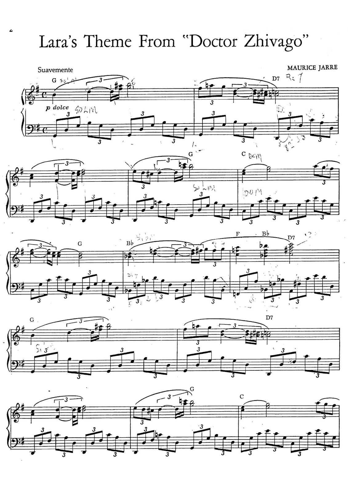 Partituras Musicais: Tema de Lara - Maurice Jarre - Piano - n.º 1053