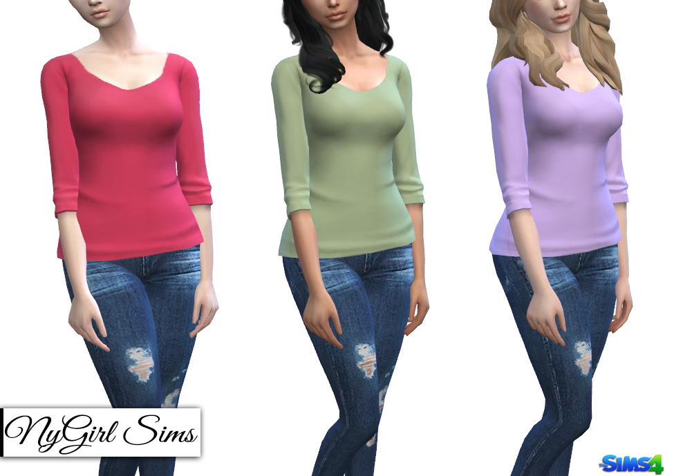 NyGirl Sims 4: Three Quarter Sleeve Tee