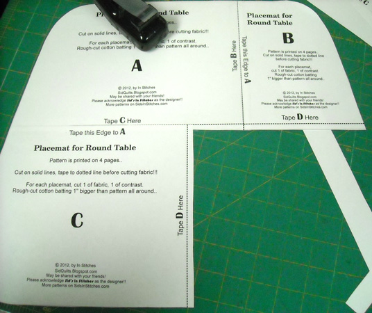 Sid's In Stitches: Easy Placemats for a Round Table Free Pattern