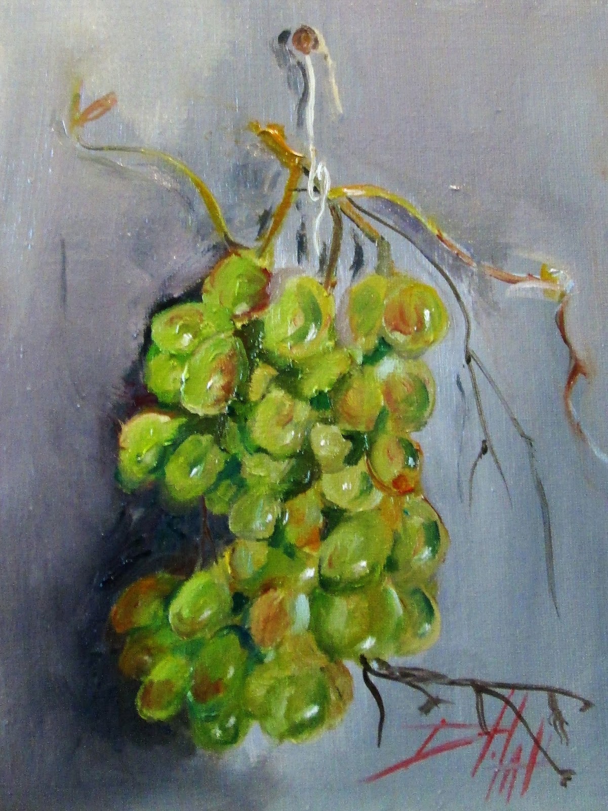 Painting of the Day, Daily Paintings by Delilah: Bunch of Grapes