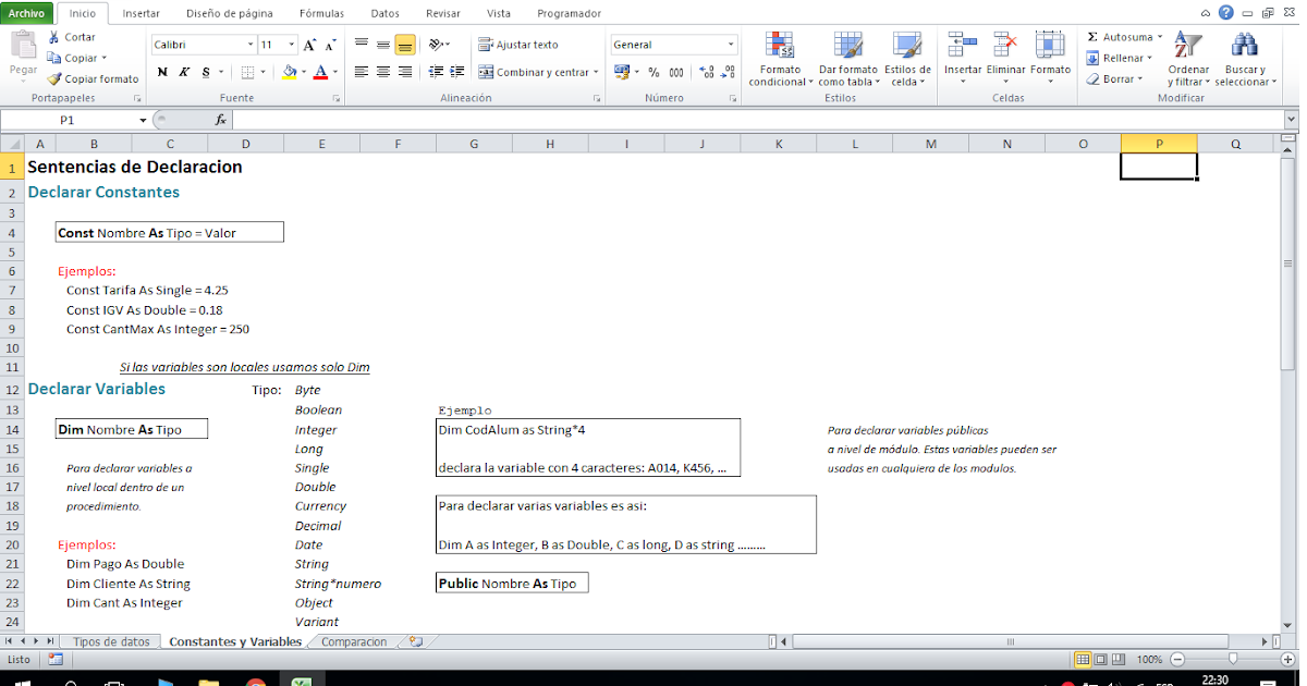 EXCEL VBA: Objetos, propiedades, variables y tipo de datos en VBA