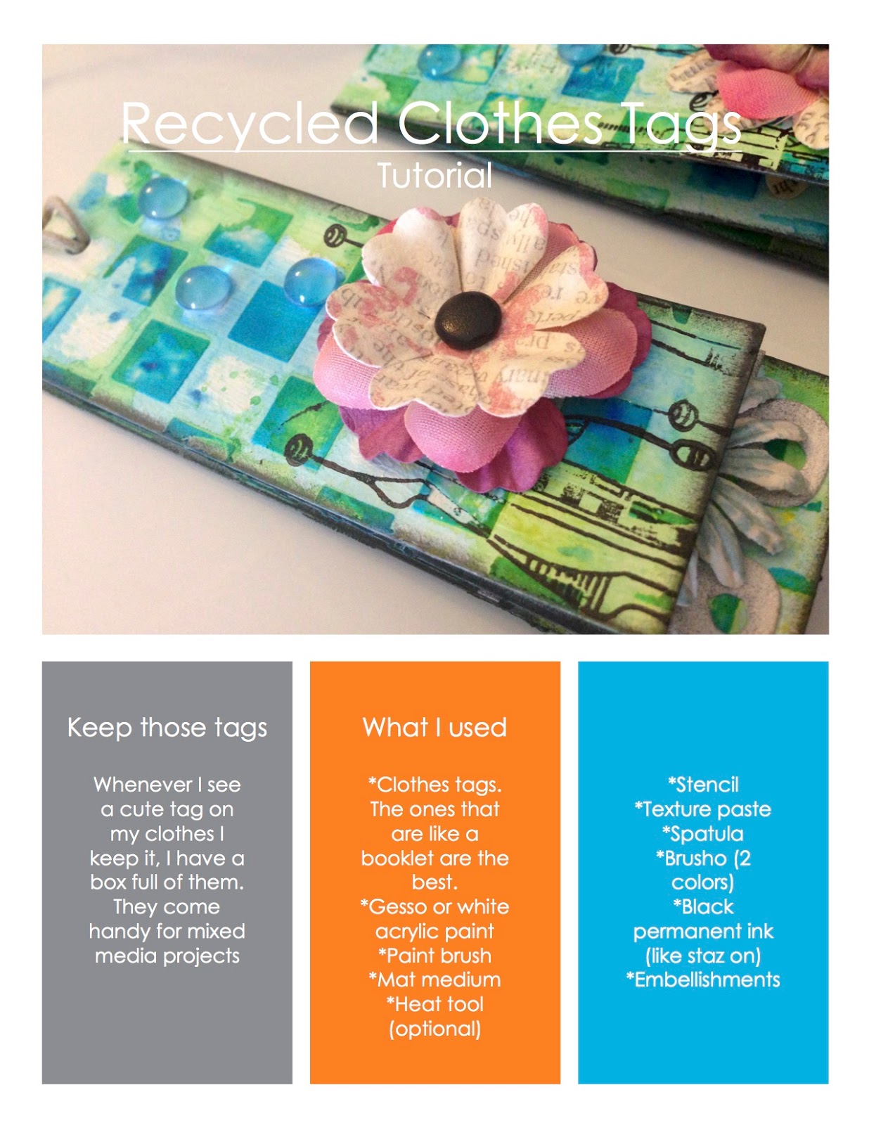 Scrappy Gaby: Cute tags using recycled clothing tags with tutorial