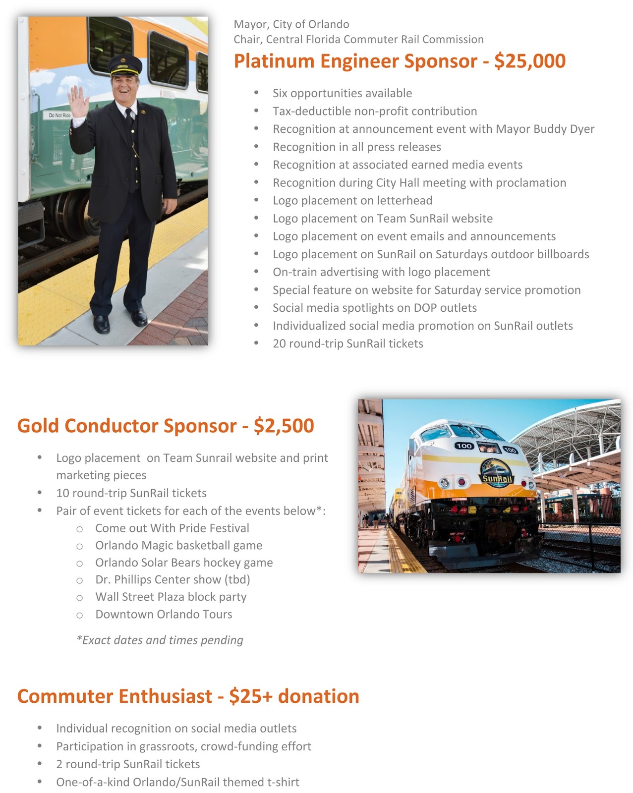 Riding The Rail: Saturday SunRail sponsor information