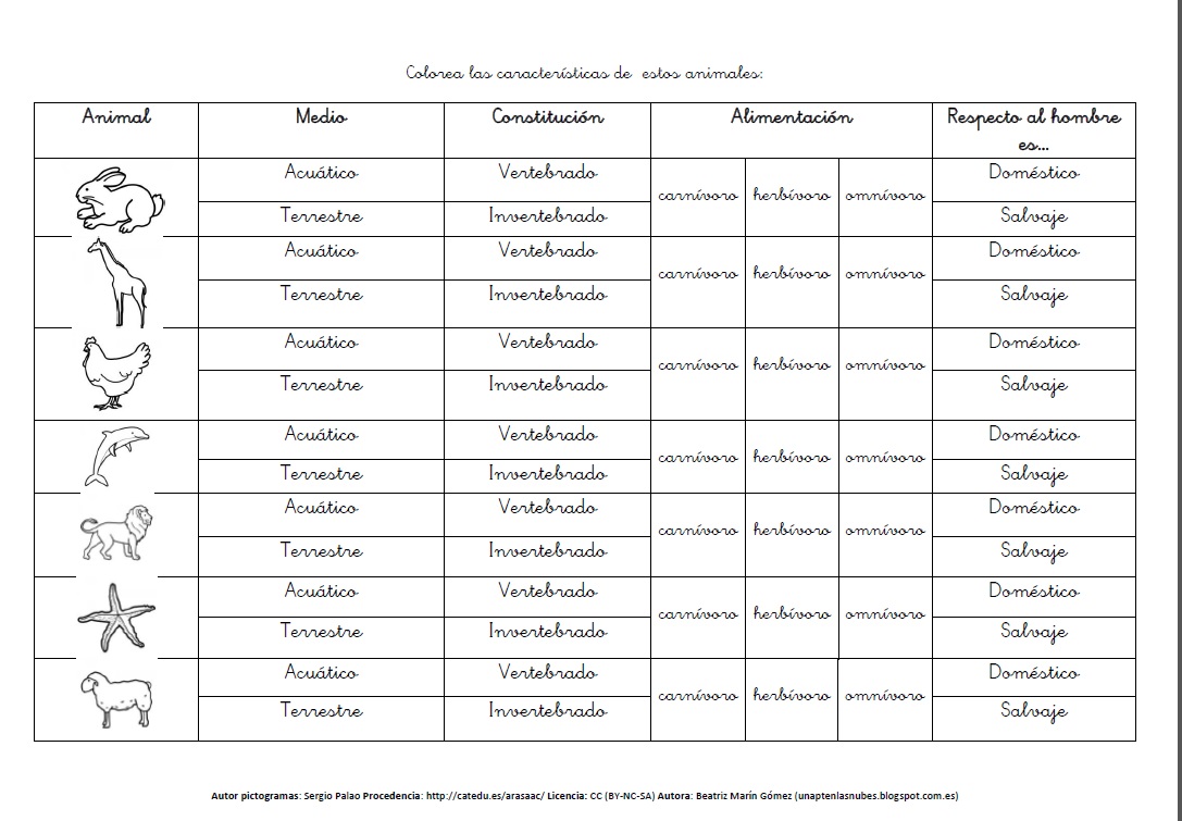 UNA PT EN LAS NUBES: Clasificación de los animales