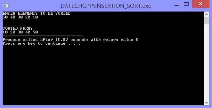 C Program To Implement Insertion Sort Devcppgcc Techcpp