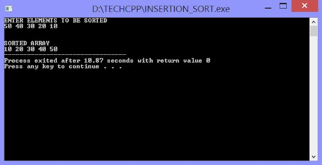C Program To Implement Insertion Sort Devcppgcc Techcpp