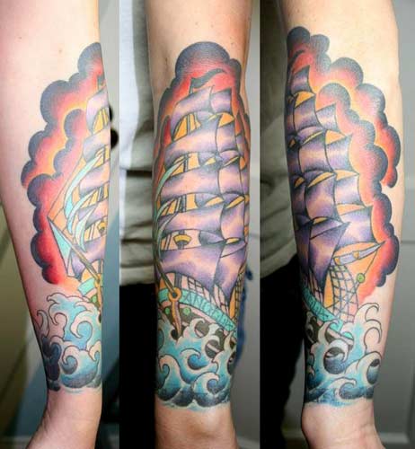 ship tattoo: Traditional Ship Tattoo