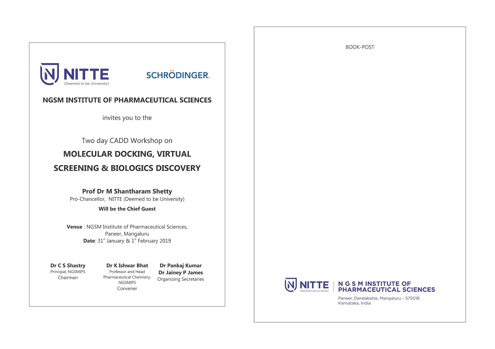 Nitte: Inauguration of CADD workshop on Molecular Docking, Virtual ...