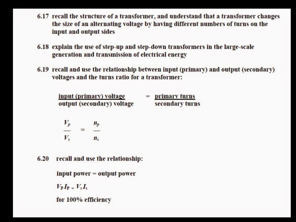 iGCSE Physics: Transformers