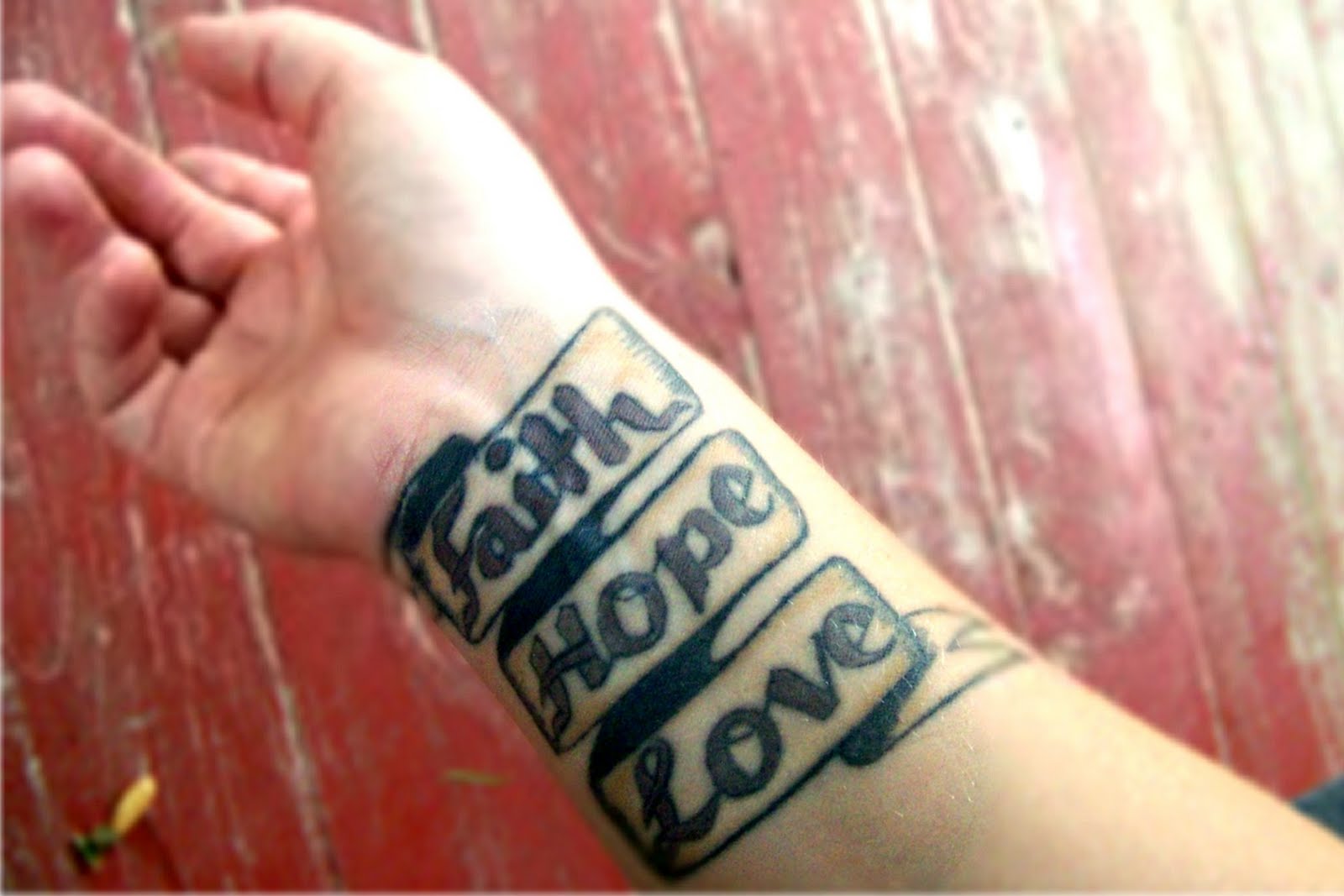 Hope And Faith Tattoos On Wrist