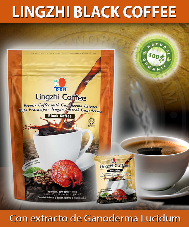 Lingzhi Café Negro | Café orgánico mezclado con extracto de Ganoderma