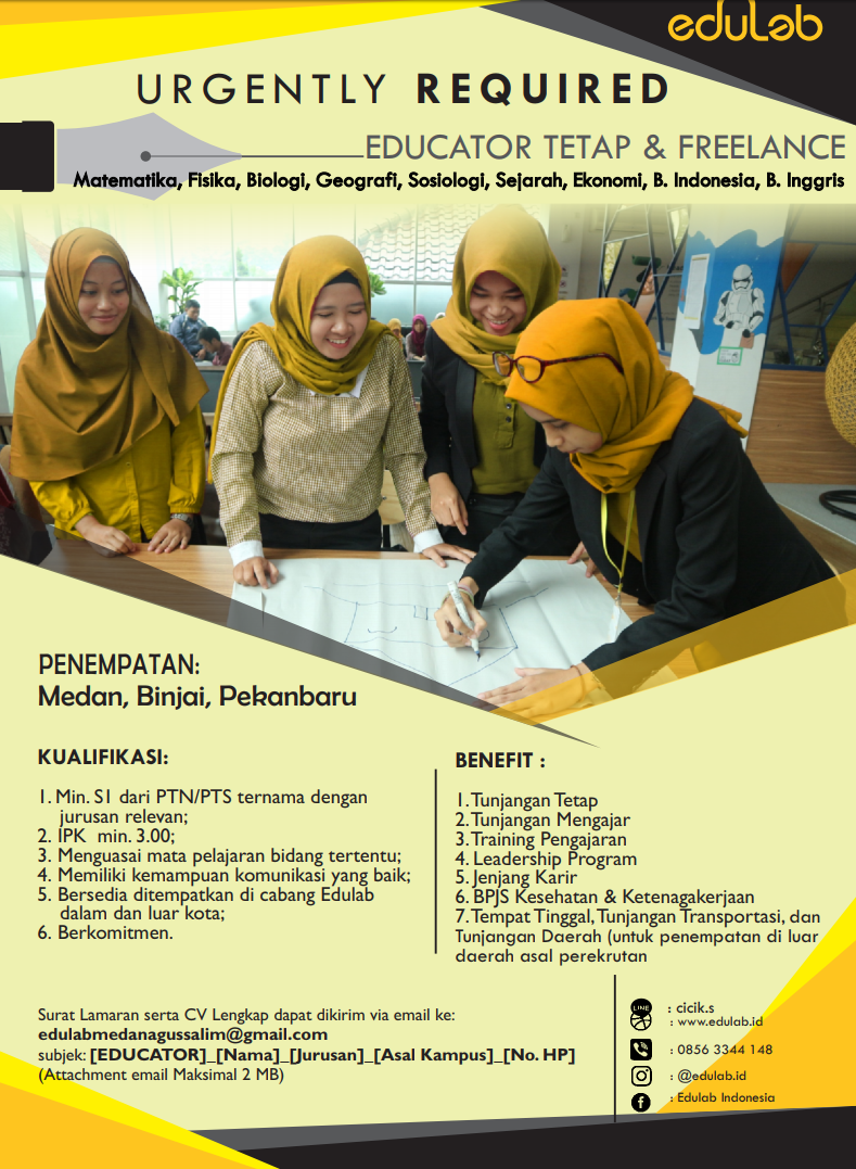 Lowongan Kerja Medan di PT Kreasi Edulab Indonesia Medan Desember 2017 ...