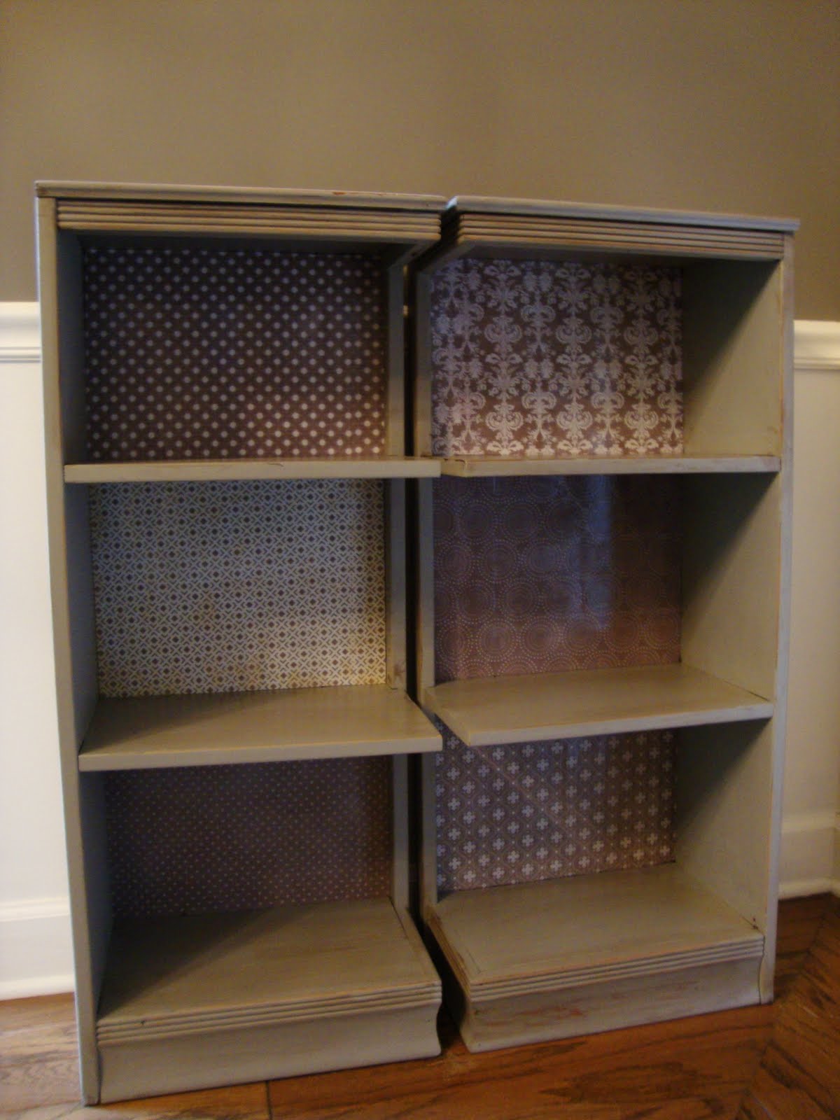 Amazing Grays: Old bookcase revamp: weathered, gray and chic