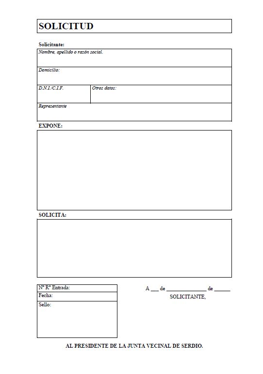 Junta Vecinal de Serdio: SOLICITUD GENERAL