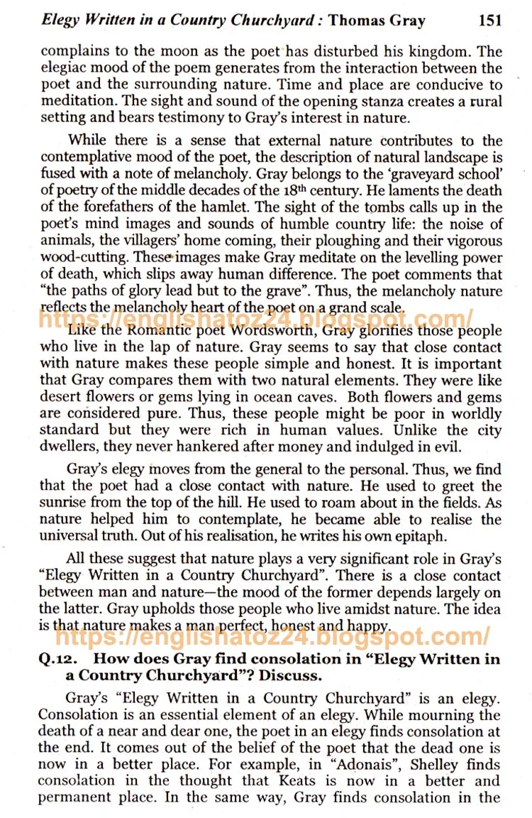 Board Questions with Answers (Elegy written in a country churchyard ...