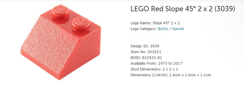 LEGO 3039 Red 2x2 SLOPE BRICK 45° 2 x 2 Building Blocks - 13 Pcs | eBay