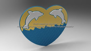 CAD designs by Ivan: Dolphins in heart (free CAD download file)