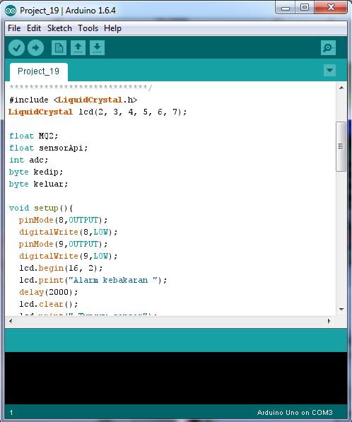 Proyek Arduino ke 19 - Alarm Kebakaran dengan sensor Api dan Asap ...