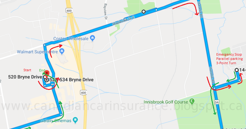 Barrie G2 Road Test Route 3 Maps