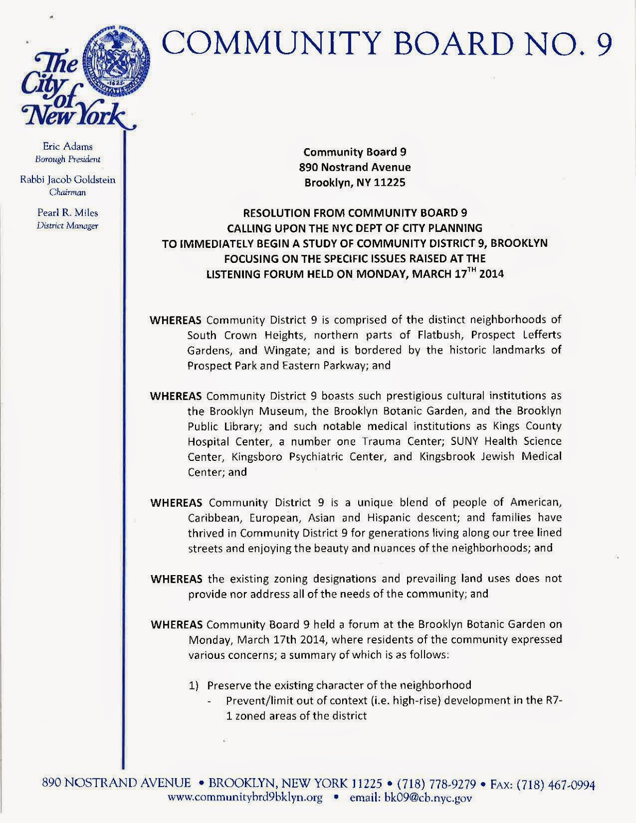 the Q at Parkside: Zoning Resolution Passed: Now Come To Monday's Forum