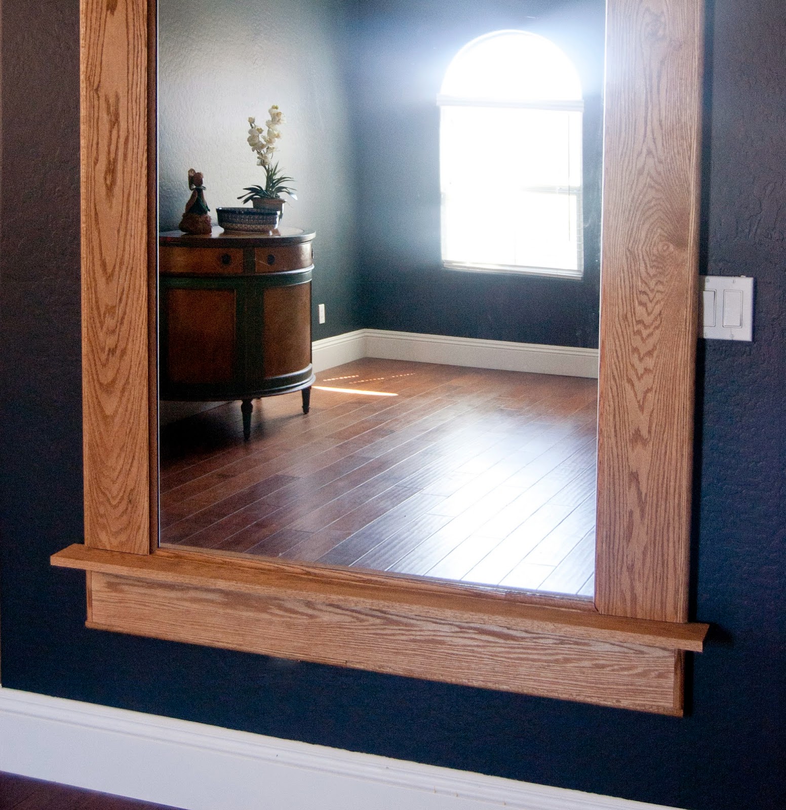 551 east : our redone oversized craftsman style oak mirror
