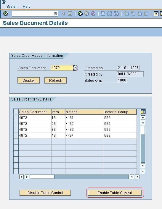Disable Table Control Input Learn Sap Program