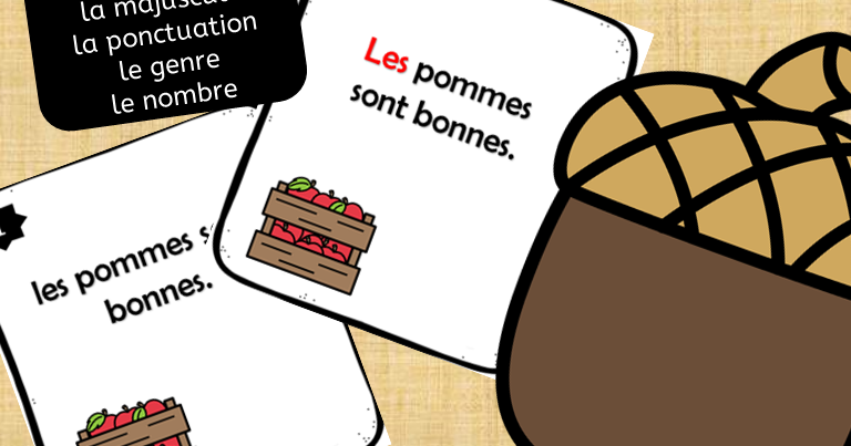 la classe de caro.: Correction de la phrase - Cartes à tâches - L'automne