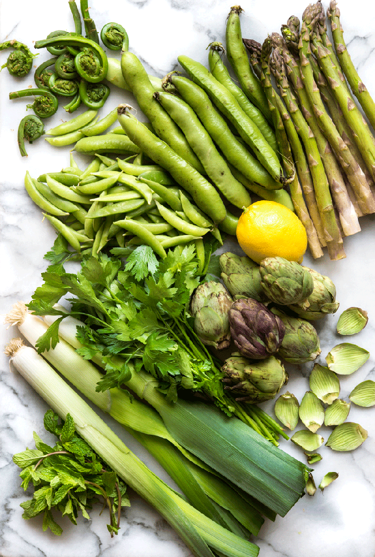 A Cornucopia of Spring Vegetables - WILD GREENS & SARDINES