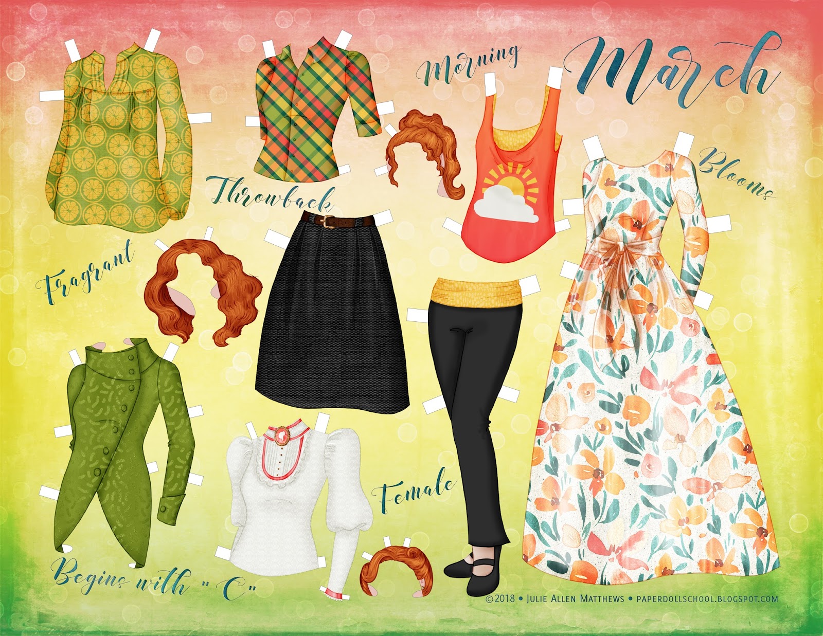 Paper Doll School: March Paper Doll - Set 2