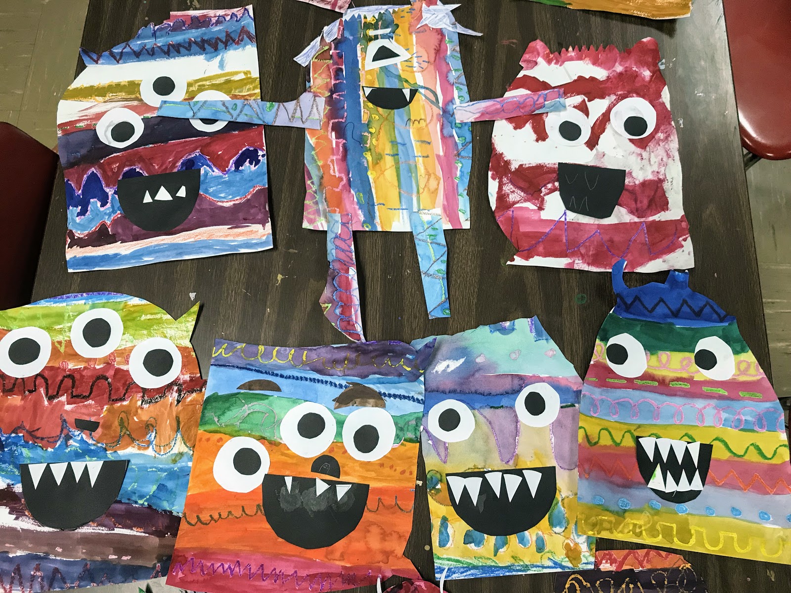 Elements of the Art Room: Kindergarten Line Painting Monsters