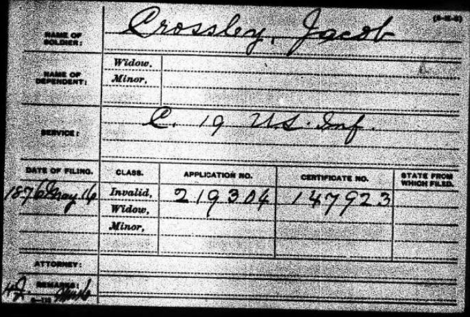 Heather's Genealogy Notes: Jacob Crossley 1826-1897