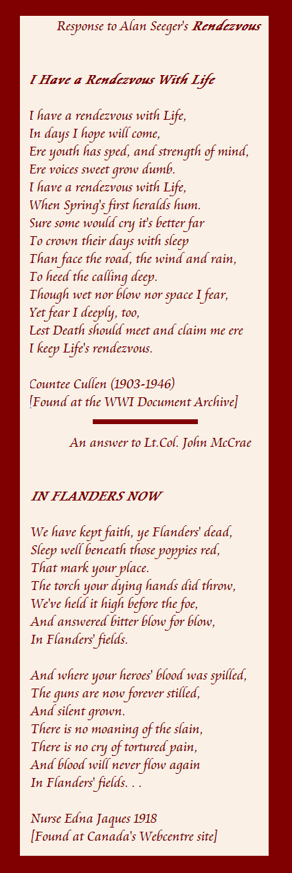 Roads to the Great War: Response Poems