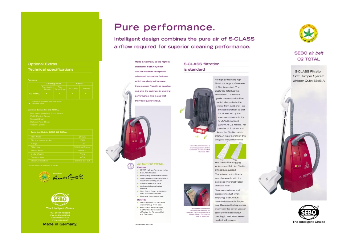 Sebo Airbelt C2 Total Brochure - 1990's