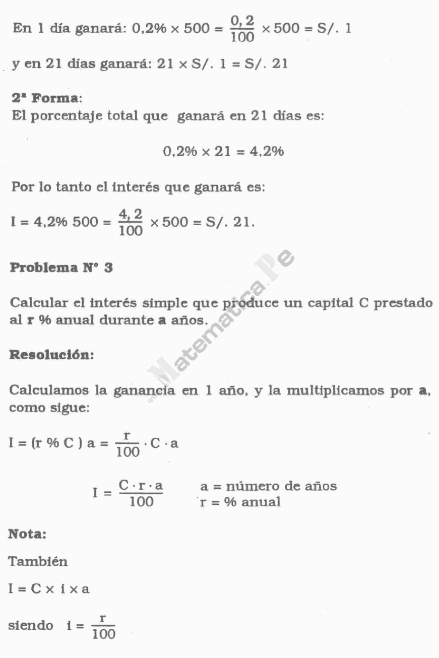 INTERÉS SIMPLE EJERCICIOS RESUELTOS DE SECUNDARIA PDF