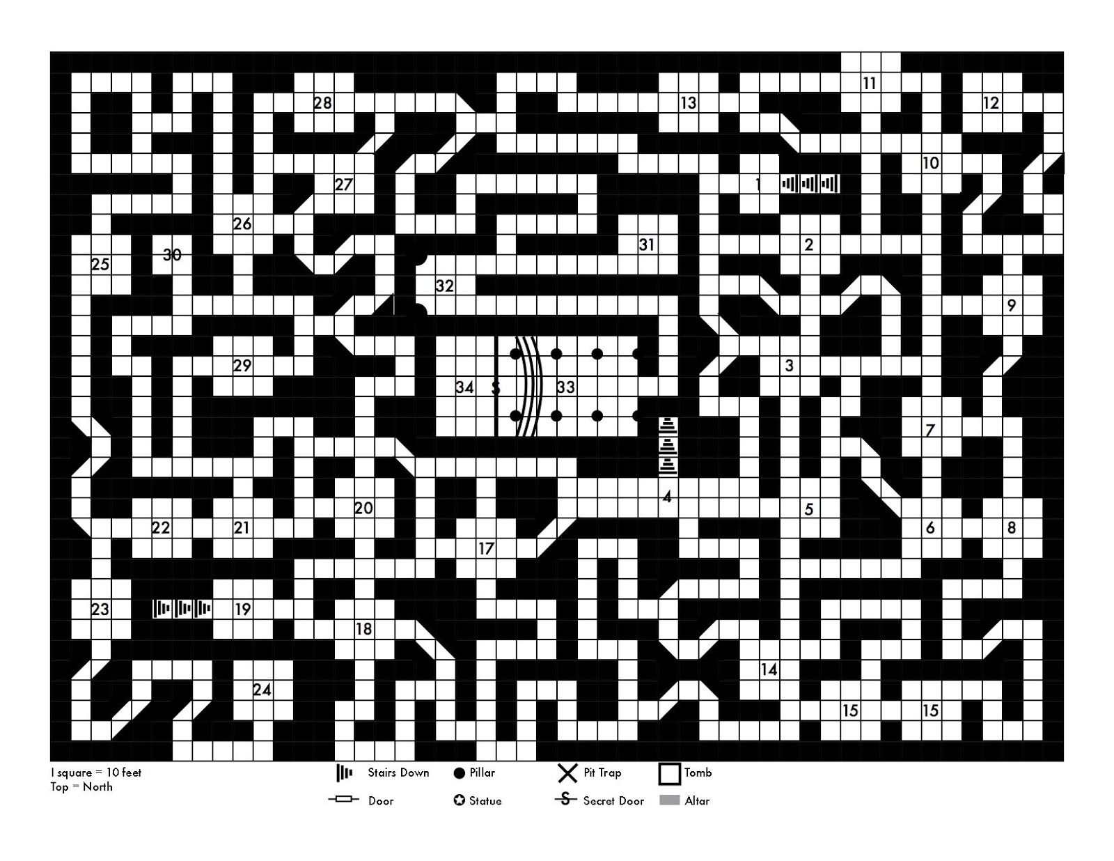 Savage Swords of Athanor: Monday Map: Dungeon Map, Level 2
