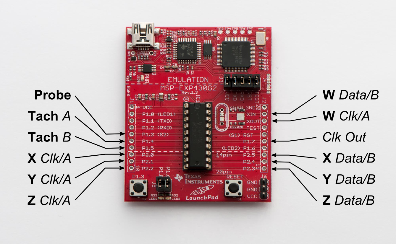 DRO Interface Pin Functions for MSP430 LaunchPad | Yuriy's Toys
