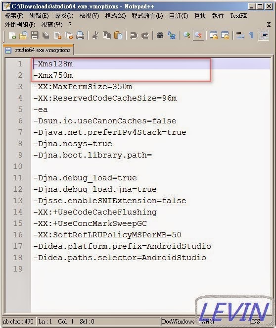 Java程式教學甘仔店: Android Studio 設定記憶体可使用量Heap size(五) Java程式教學甘仔店: Android Studio 設定記憶体可使用量Heap size(五)