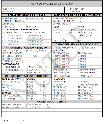 Vander B. - SolidWorks: MATERIAL DIDÁTICO - FICHA PROCESSO INJ.
