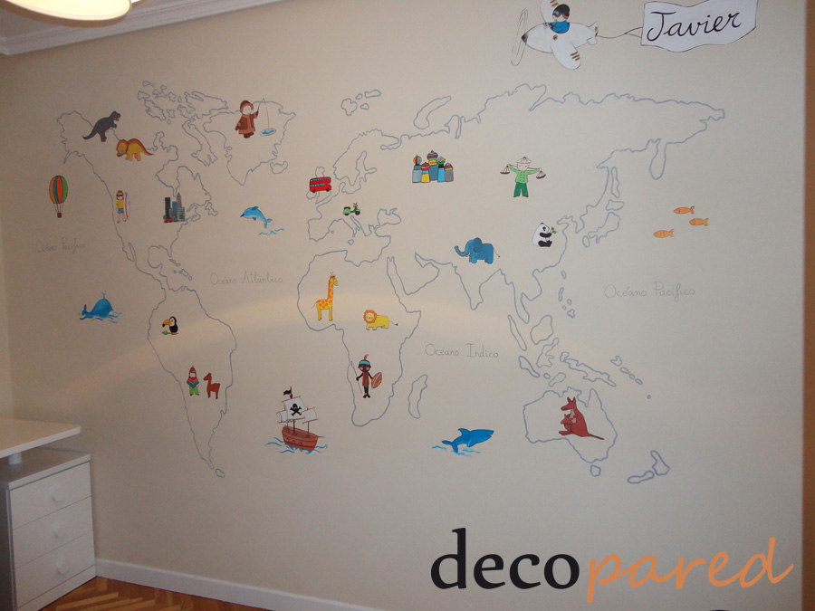 decopared: Mural Infantil Mapamundi 350 €. Madrid