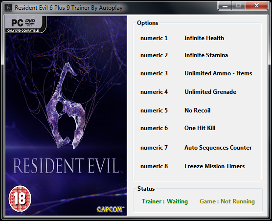 Game Trainer Maker: [Trainer] Resident Evil 6 +9 Trainer [3.8MB][Multi-2]