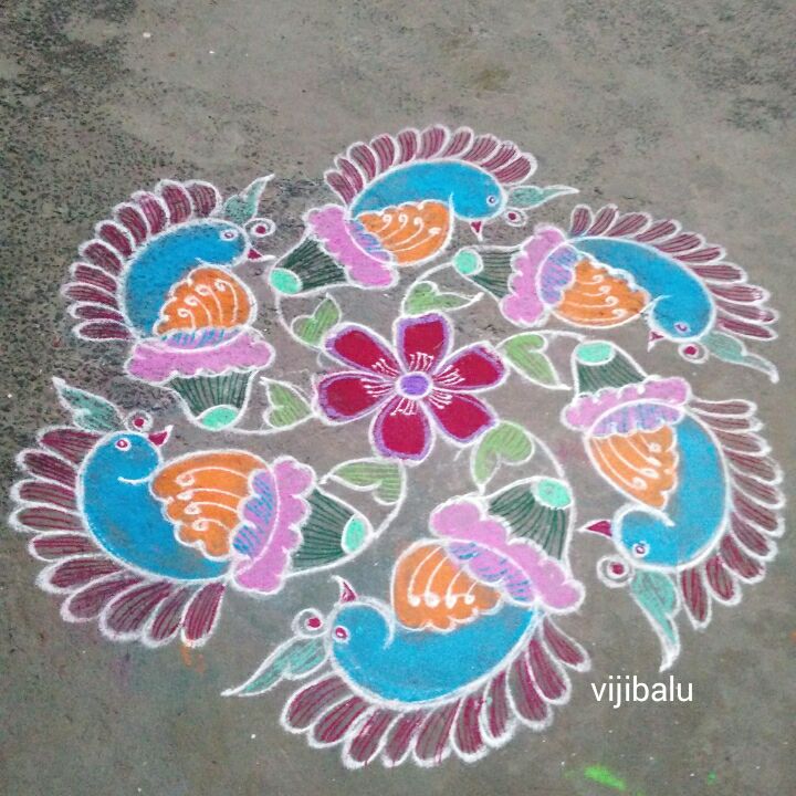 TELUGU WEB WORLD: BIRDS TREES GARLANDS AND CHIKKU RANGOLI ART DESIGNS 2018