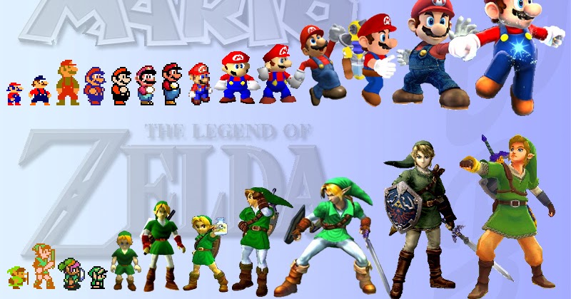 The evolution of popular video game characters designed by Nintendo.