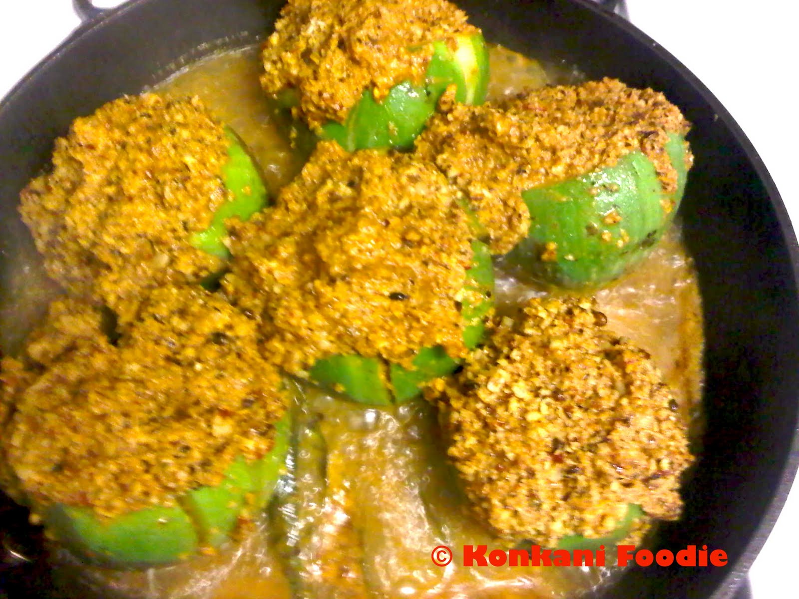 Konkani Foodie: Stuffed Baby Brinjal (Gulla Puddi Sagle)