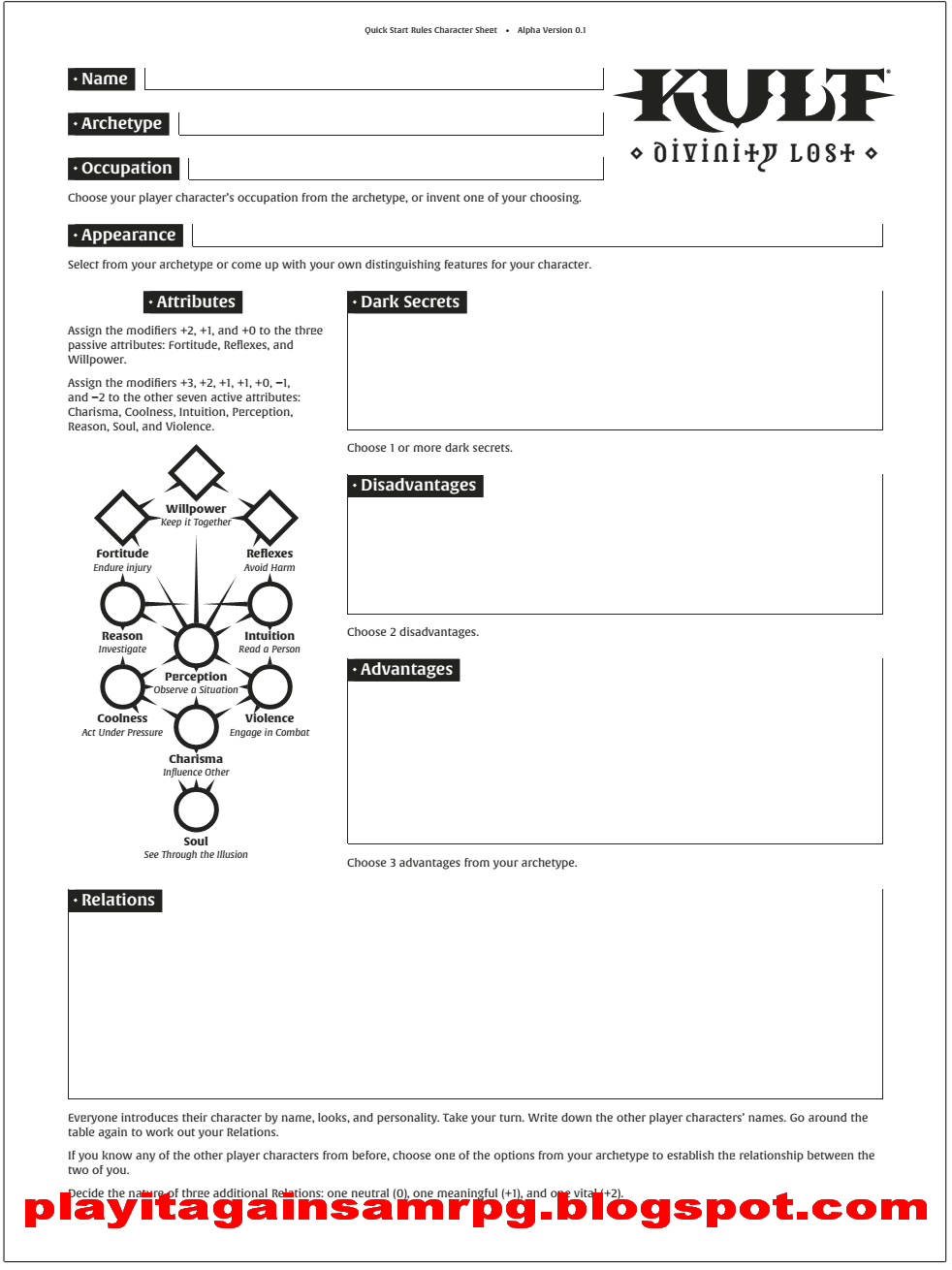 Play it again, Sam: Kit de inicio de Kult: Divinity Lost